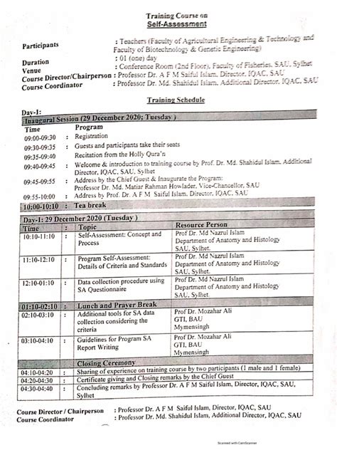 training schedule pdf