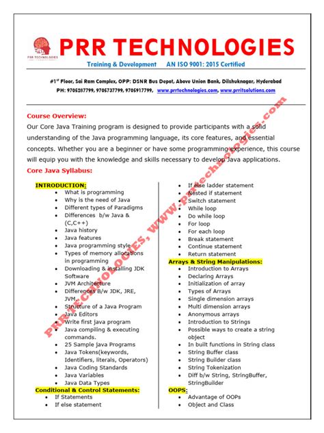 Core Java Pdf Class Computer Programming Java Programming