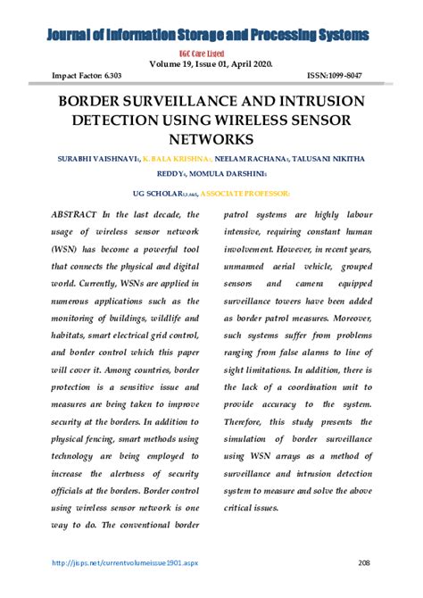 Pdf Border Surveillance And Intrusion Detection Using Wireless Sensor