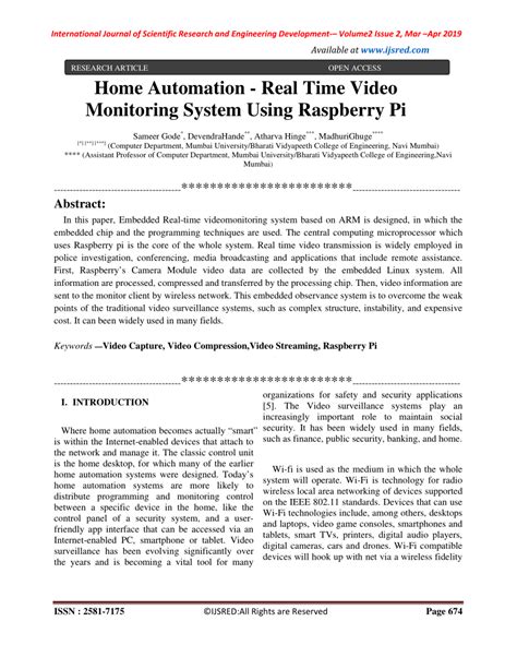 Pdf Home Automation Real Time Video Monitoring System Using Raspberry Pi