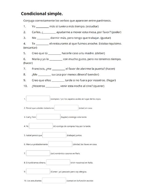 Condicional Simple Ejercicios 3 Pdf