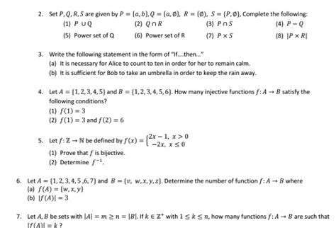 solved 2 set p q r s are given by p a b q a 0 r 0