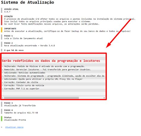Como atualizar a versão do Site Administrável Base de Conhecimento
