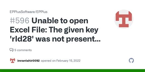 unable to open excel file the given key rid28 was not present in the