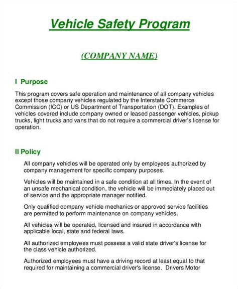 Written Safety Program Template Free