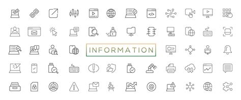 Information Technology Line Icons Collection Big Ui Icon Set In A Flat Design Thin Outline
