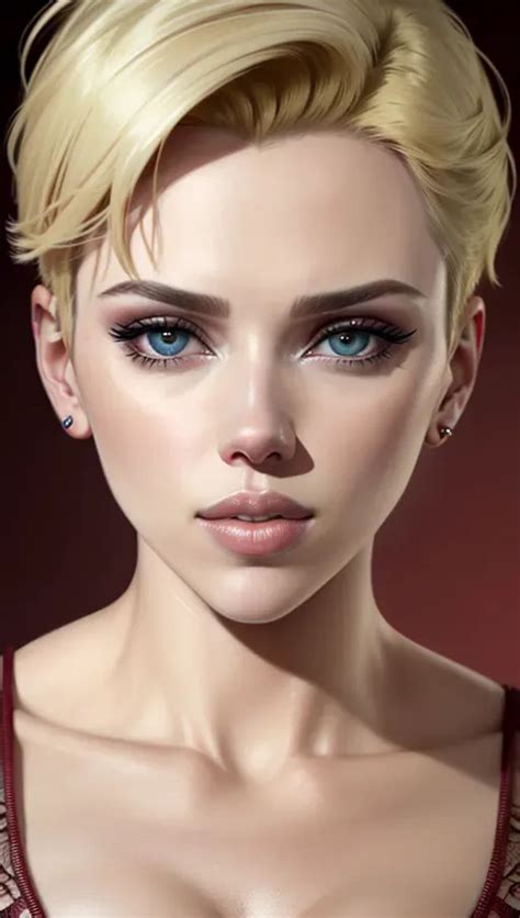 Dopamine Girl Extreme Close Up Of Scarlett Johansson With Short