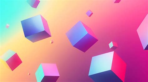 Premium Photo Colorful Cubes Floating On A Gradient Background