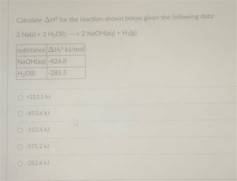 Solved Calculate ΔH for the reaction shown below given the Chegg