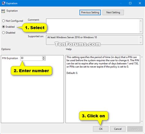 Enable Or Disable PIN Expiration In Windows 10 Tutorials