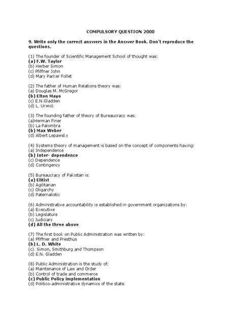 public administration mcqs css 2000 2011 pdf leadership motivation