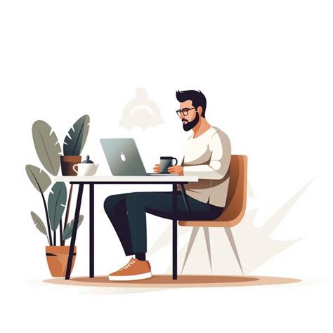 Premium Photo Flat Illustration Of A Man Using A Laptop