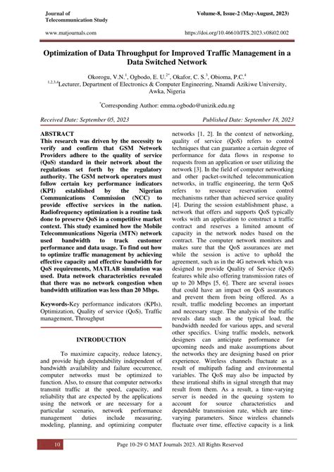 Pdf Optimization Of Data Throughput For Improved Traffic Management In A Data Switched Network