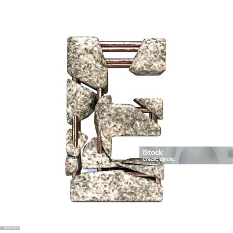 콘크리트 골절 글꼴 문자 E 3d 컴퓨터 글자에 대한 스톡 사진 및 기타 이미지 컴퓨터 글자 파괴함 철근 콘크리트 Istock