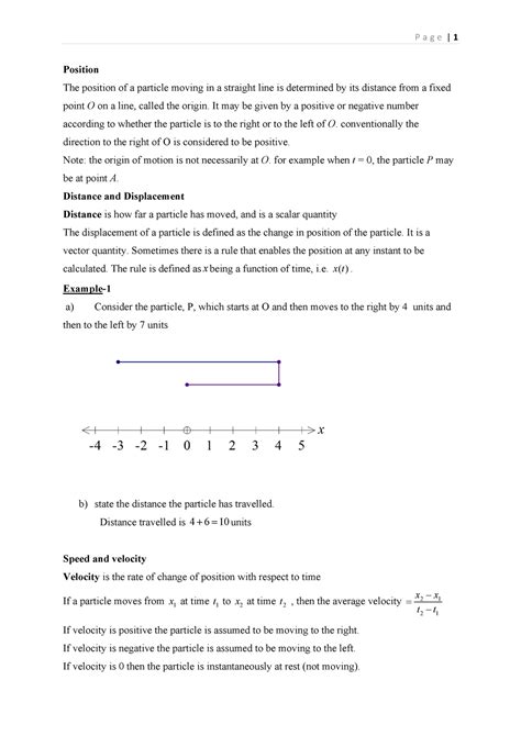 Kinematics Notes Of All Kinematic Concepts Position The Position Of A Particle Moving In A