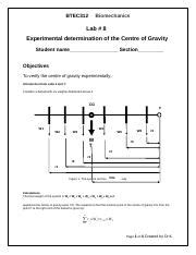 BTEC312 Lab 8 updated v3.docx - BTEC312 Biomechanics Lab # 8 Experimental determination of the ...