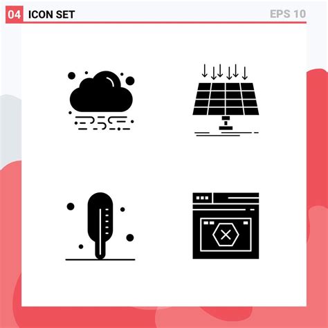 User Interface Pack Of 4 Basic Solid Glyphs Of Energy Thermometer Solar Technology Page Editable