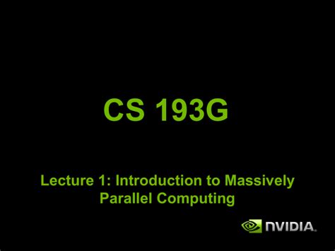 Introduction To Massively Parallel Computing Stanford