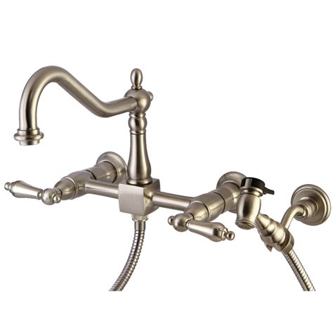 Kingston Brass Heritage Two Handle Wall Mount Bridge Kitchen Faucet