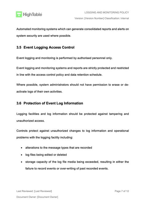 Iso 27001 Logging And Monitoring Policy Template Word