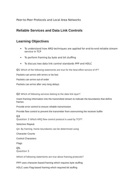 Pdf Peer To Peer Protocols And Local Area Networks Reliable Services And Data Link Controls