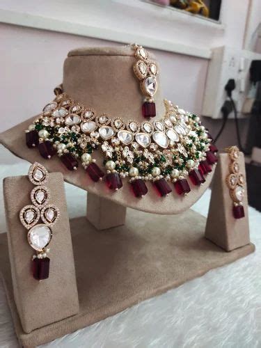 Red Beads Kundan Choker Necklace Set Loose At Rs 7500set In Mumbai