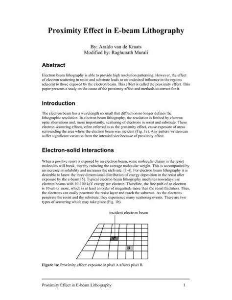 proximity effect in e beam lithography nanolithography