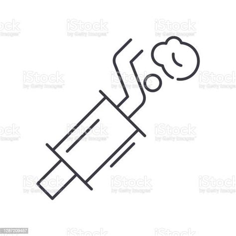 배기 파이프 아이콘 선형 절연 일러스트레이션 얇은 선 벡터 웹 디자인 기호 흰색 배경에 편집 가능한 스트로크가 있는 개요 개념