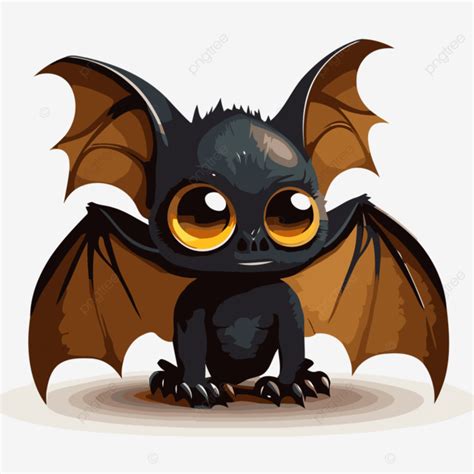 만화 박쥐 벡터 큰 반짝이는 눈을 가진 귀여운 작은 박쥐 만화 상표 클립 아트 Png 일러스트 및 벡터 에 대한 무료