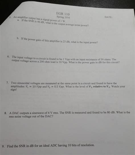 Solved An Amplifier Output Has A Signal Power Of 1 W If Chegg Com