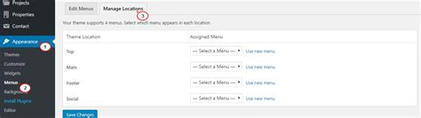 wordpress how to assign menus to specific locations template monster