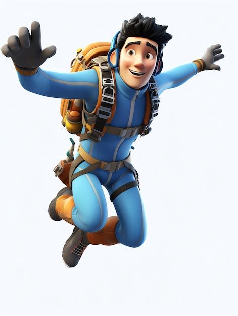 Premium Ai Image 3d Pixar Character Potraits Of Sky Diving