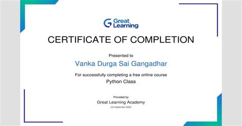 Sai Gangadhar Vanka On Linkedin Python Class Course Completion