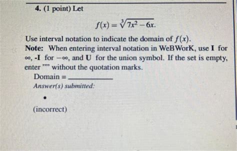 solved f x 37x2−6x use interval notation to indicate the