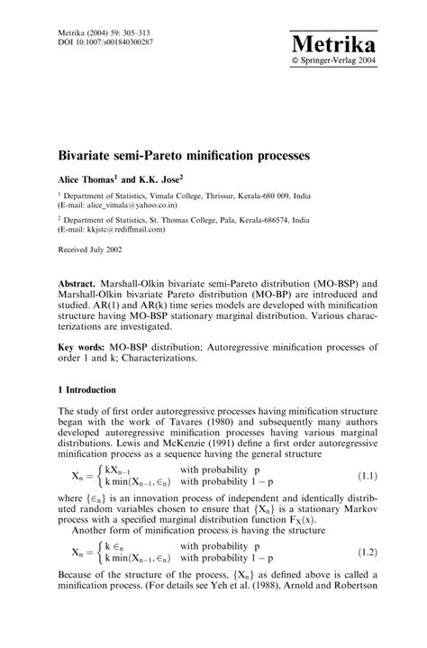Pdf Marshall Olkin Bivariate Pareto Distribution And Its Applications