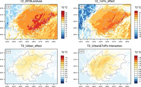 Effects Of Urbanization On 2 M Temperature A 2 M Average Temperature Download Scientific