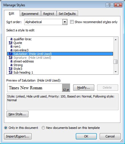 word 2007 style name already exists or is a built in style but i