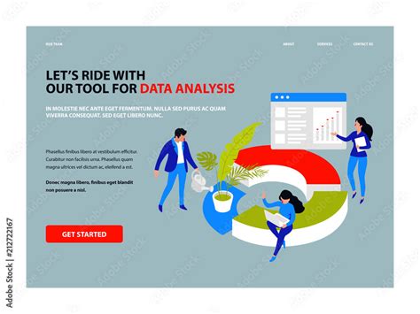 People In A Team Build A Pie Chart Data Analysis And Office Teamwork Landing Page Template D