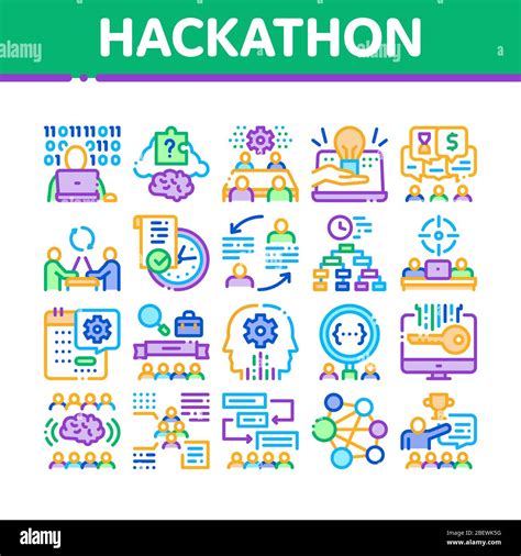 Hackathon Development Collection Icons Set Vector Stock Vector Image