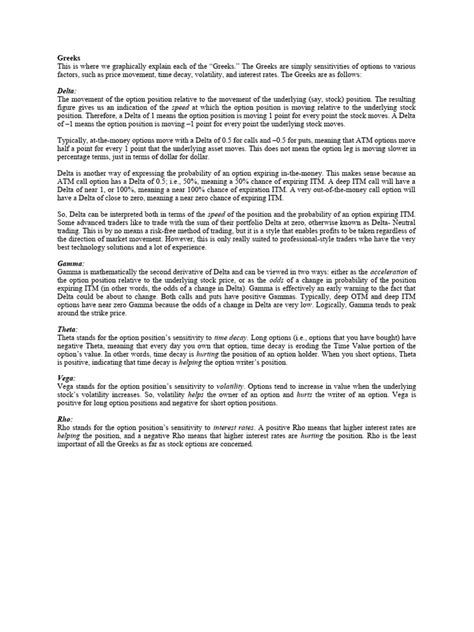 Option Greeks Pdf Greeks Finance Option Finance