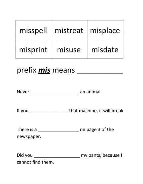 Prefix Mis Online Exercise For Live Worksheets Worksheets Library