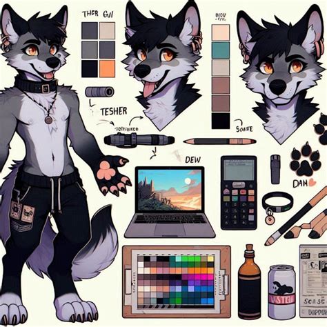 Draw Cute Furry Art Fursona Reference Sheet Character Vtuber