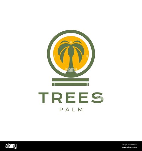 Geometric Palm Tree Coconut Trees Circle Modern Minimal Green Logo Design Vector Stock Vector
