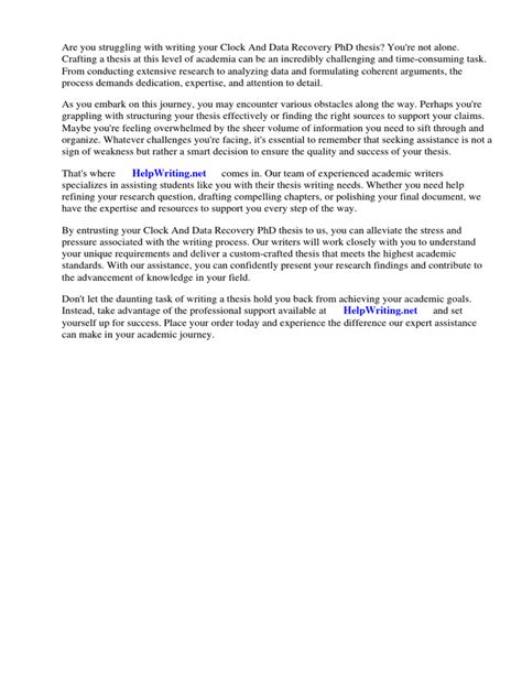 Phd Thesis Help Clock And Data Recovery Pdf Information And Communications Technology