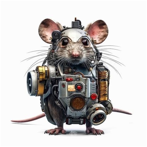 Premium Ai Image A Drawing Of A Mouse With A Robot Suit And A Helmet