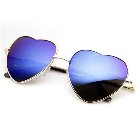 Womens Girls Heart Shape Metal Sungalsses Revo Lenses Zerouv