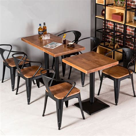 Modern Wood Cafe Restaurant Fast Food Bar Dining Furniture Industrial