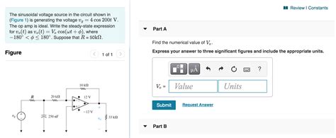 solved review constants the sinusoidal voltage source