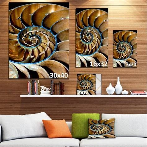 Designart Brown Large Nautilus Shell Contemporary Canvas Art Print