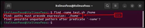 how to fix the error “paths must precede expression find” its linux foss